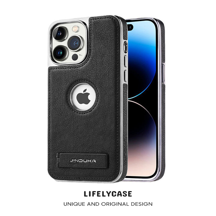 iPhone Series | Invisible Stand Premium Genuine Leather Phone Case